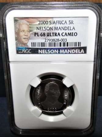 2000 R5 - 2000 Nelson Mandela Smiley R5 PL68 For Sale THE HIGHEST GRADE IN THIS COIN IN THE ...